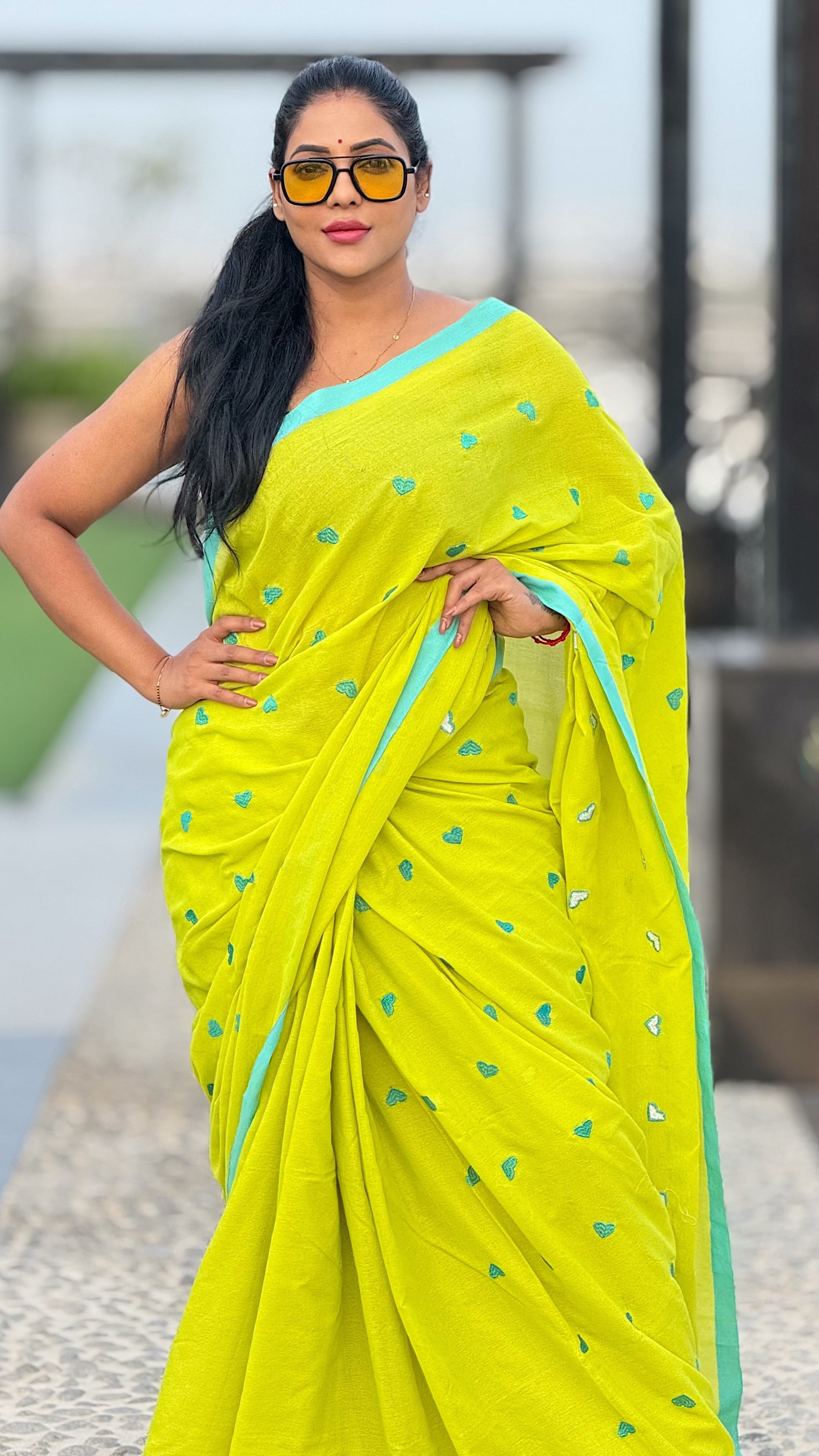 Mul cotton Heart Embroidery – Selai Kouture